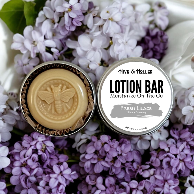 Hive and Holler | Fresh Lilacs Solid Lotion Bar – Lift Bridge Yarns