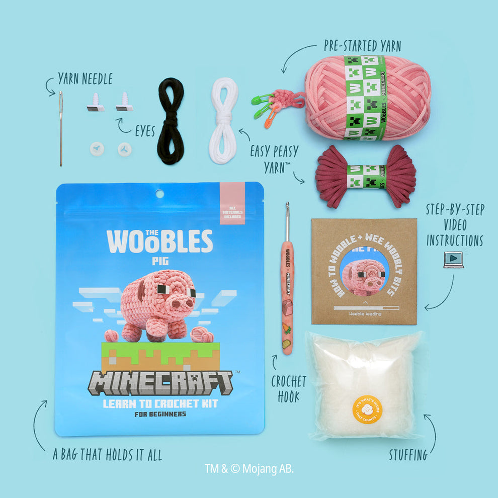The Woobles | Minecraft Pig Crochet Kit – Lift Bridge Yarns