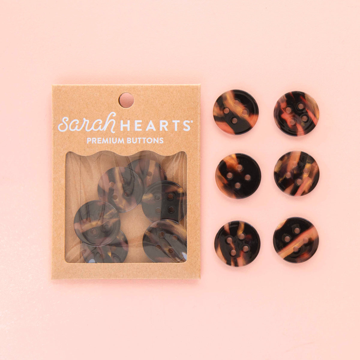 Sarah Hearts | Tortoise Shell Buttons | 1" | 6ct – Lift Bridge Yarns